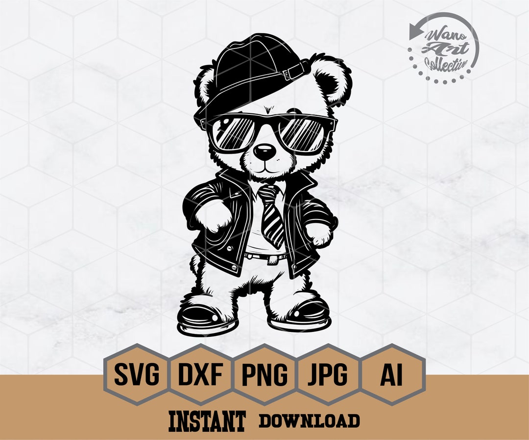 Teddy Mafia Svg | Gangster Mascot Bear Clipart | Mafia Man Grizzly ...