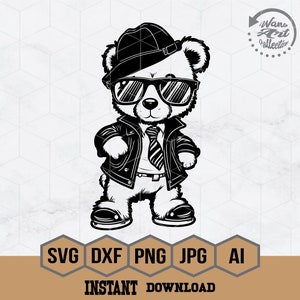 Teddy Mafia Svg | Gangster Mascot Bear Clipart | Mafia Man Grizzly ...