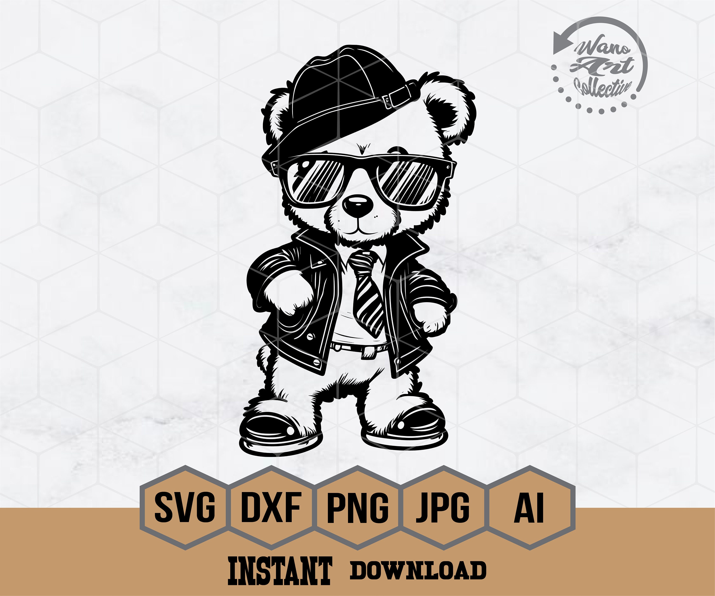 Teddy Mafia Svg Gangster Mascot Bear Clipart Mafia Man Grizzly Cutfile ...