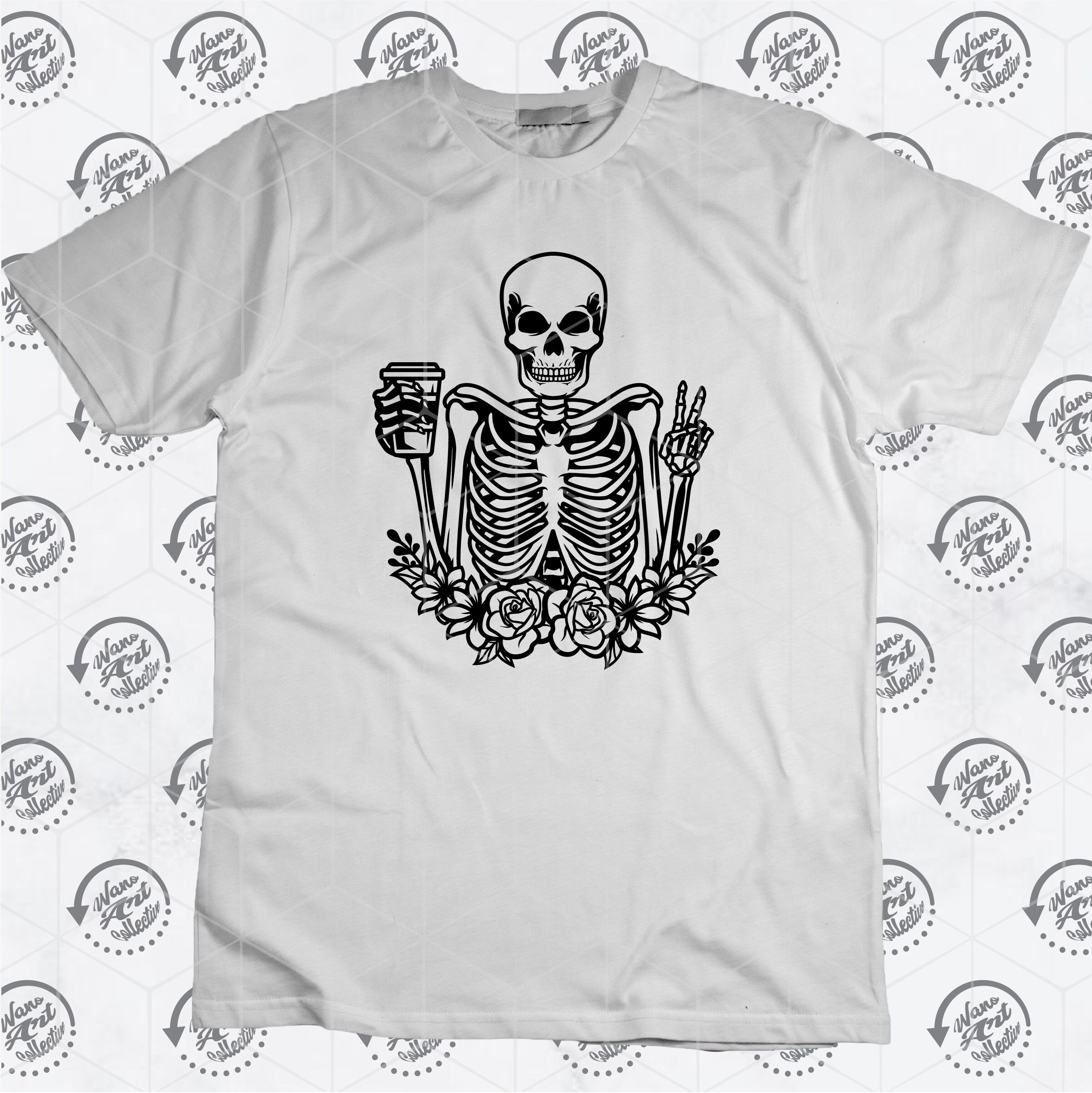 Coffee Skeleton Svg Peace Sign Svg Floral Skeleton Svg Dead Inside Svg ...