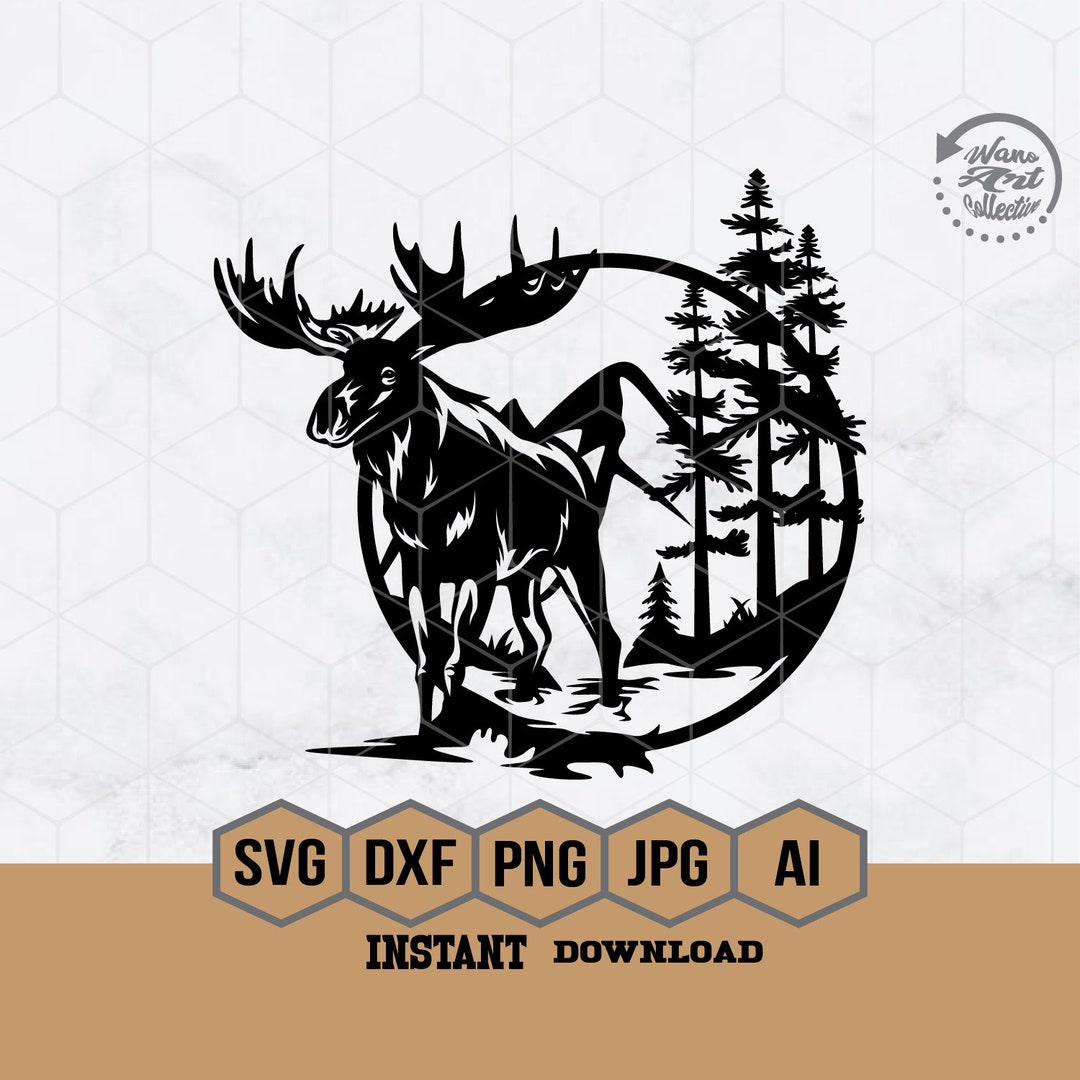 Moose Scene Svg, Moose Clipart, Wild Animal Svg, Moose Cutfile, Outdoor ...