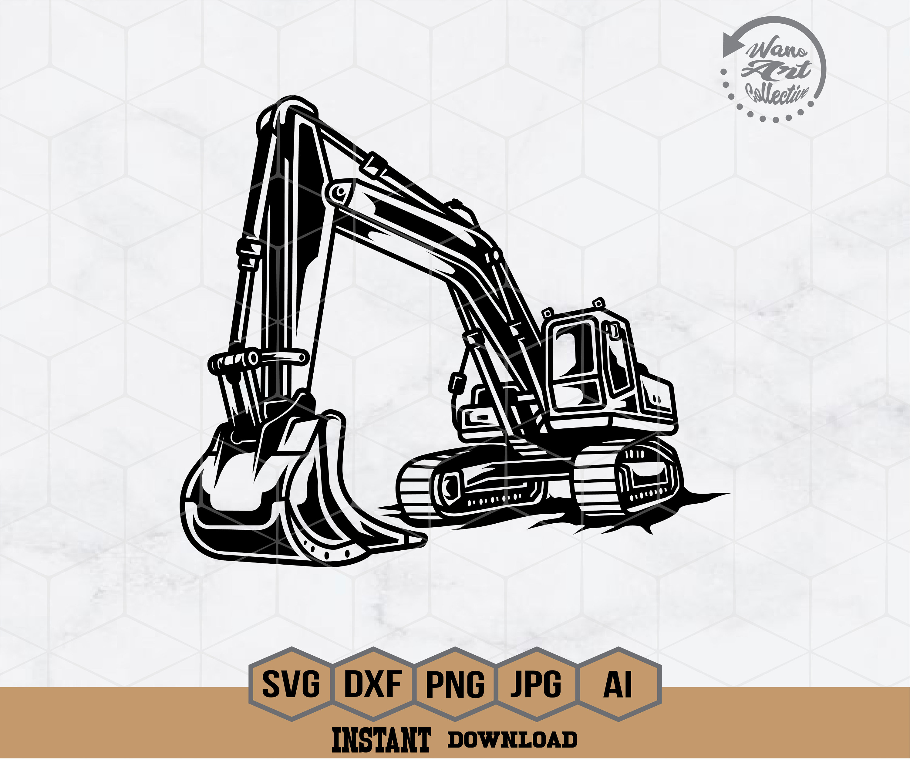 Excavator Svg Heavy Equipment Svg Excavator Clipart Excavator Stencil ...