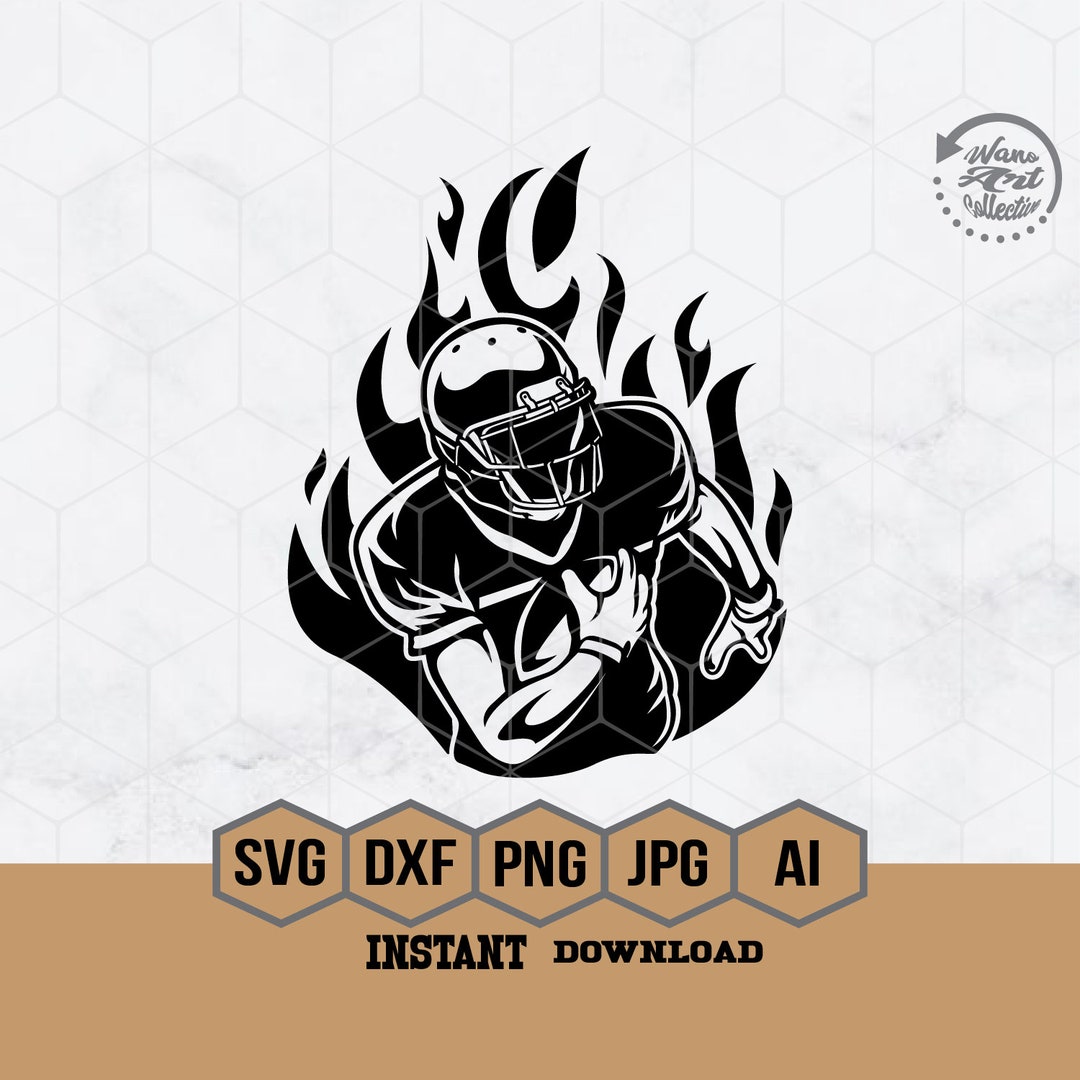 Flaming Football Player Svg, Hot Football Player Svg, Hot Player Svg ...