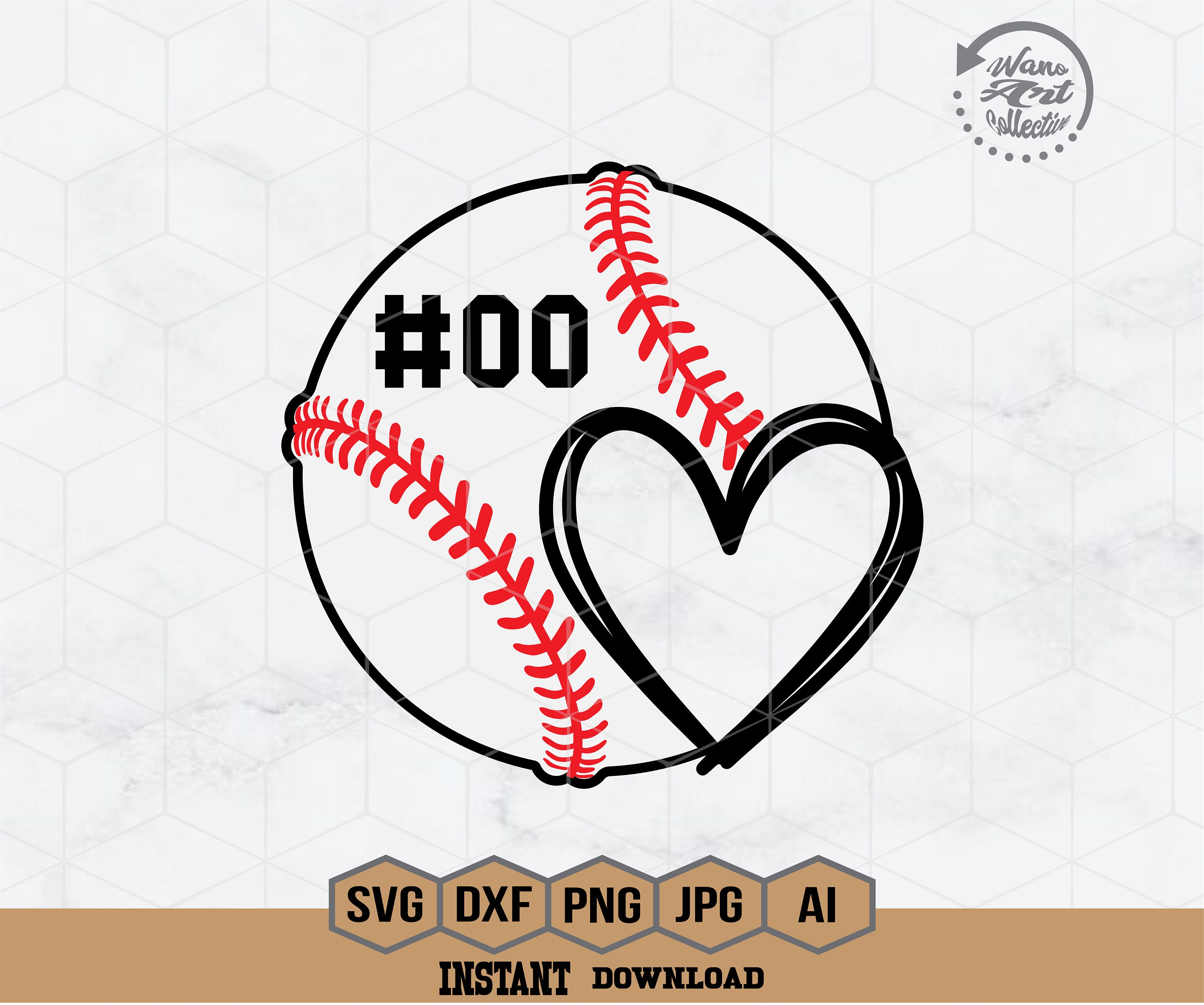 Personalized Number | Baseball Heart Svg | Baseball Svg | Doodle Heart ...