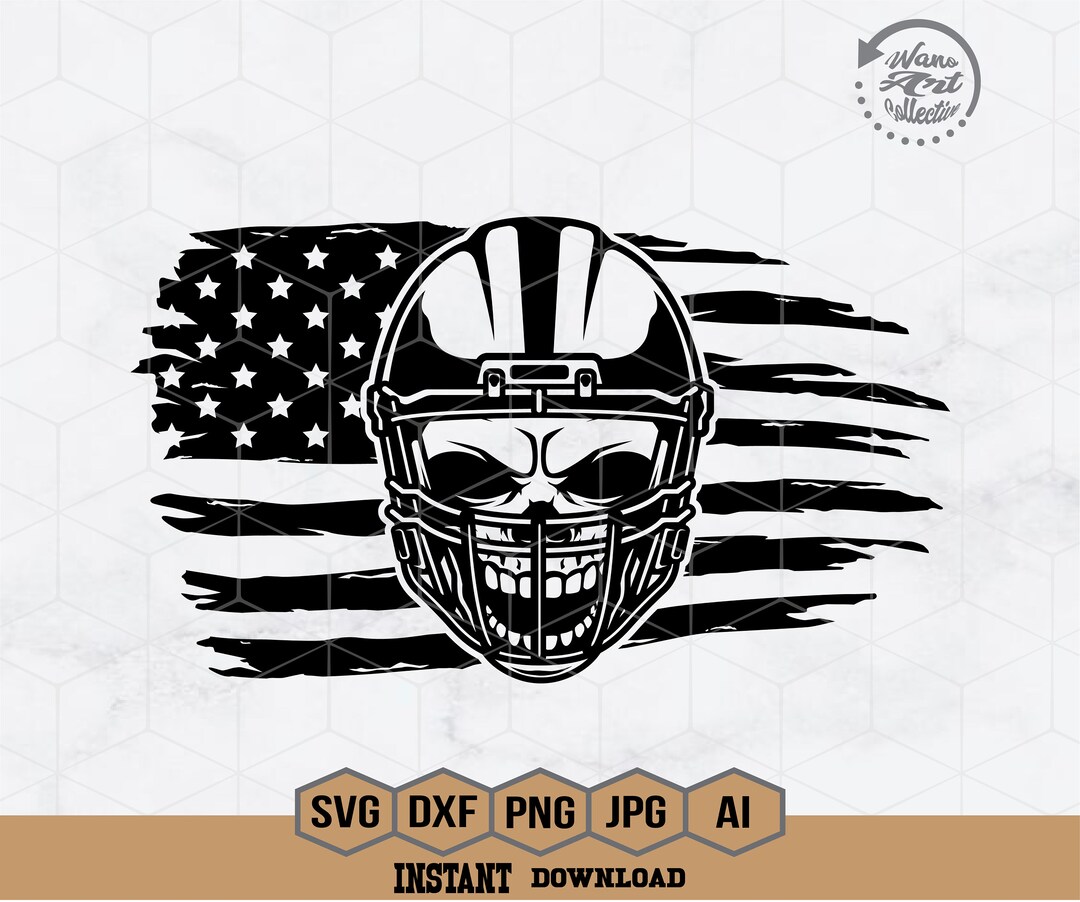 US Skull Football Svg | Football Helmet Svg | Football Skull Svg ...