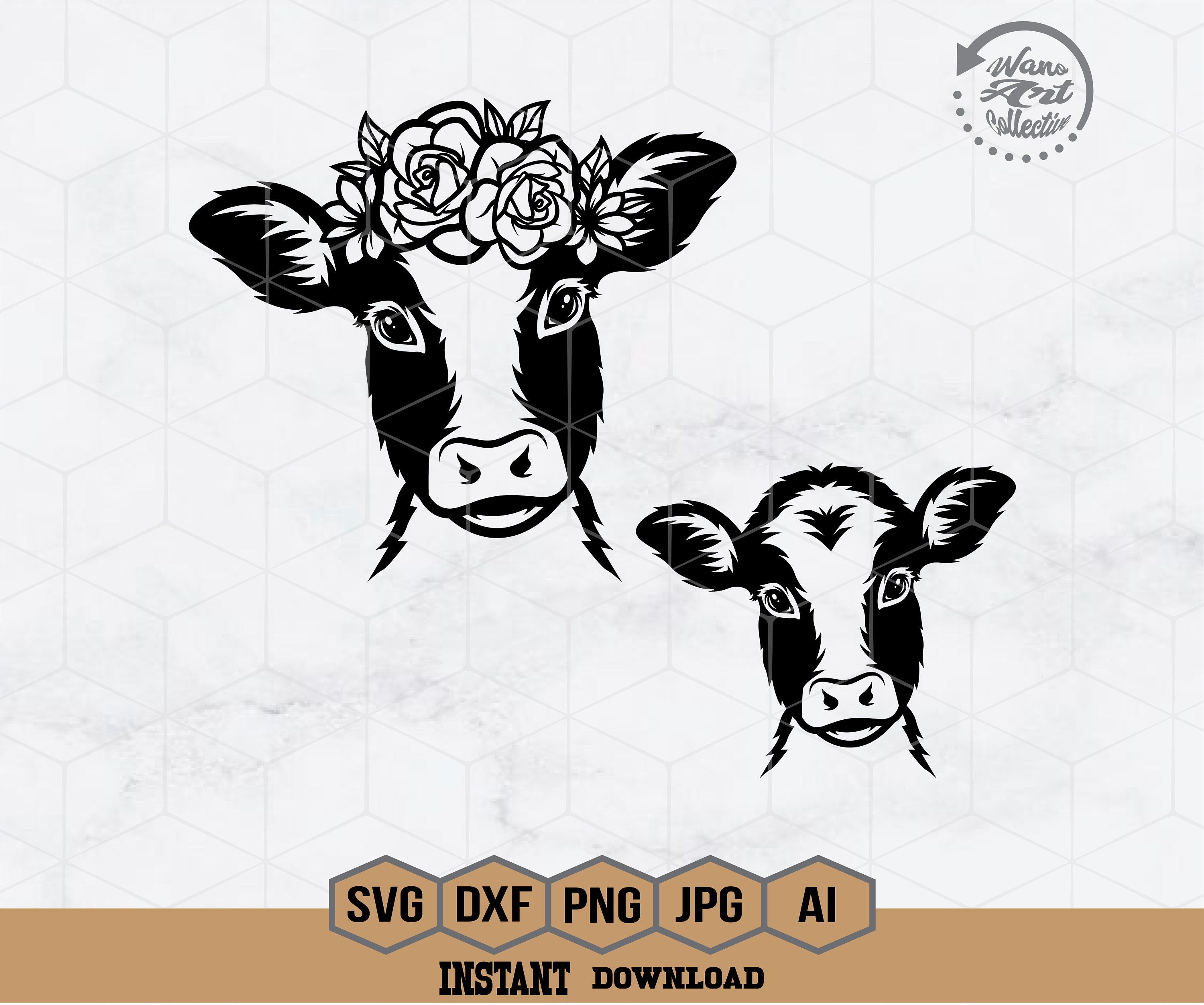 Cute Floral Cow Svg Cute Cow Face Svg Farm Cow Svg Baby Cow Svg Cow ...