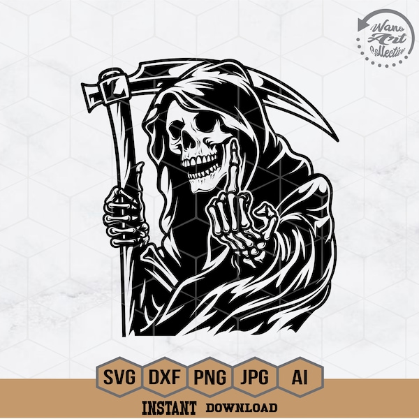 Grim Reaper With Scythe Svg - Etsy