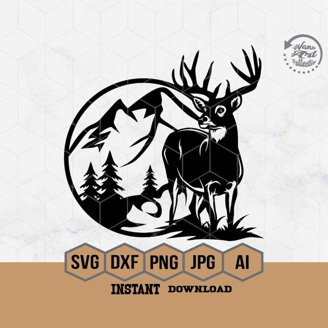 Deer Scene Svg Outdoor Animal Clipart Forest Animal Cut - Etsy