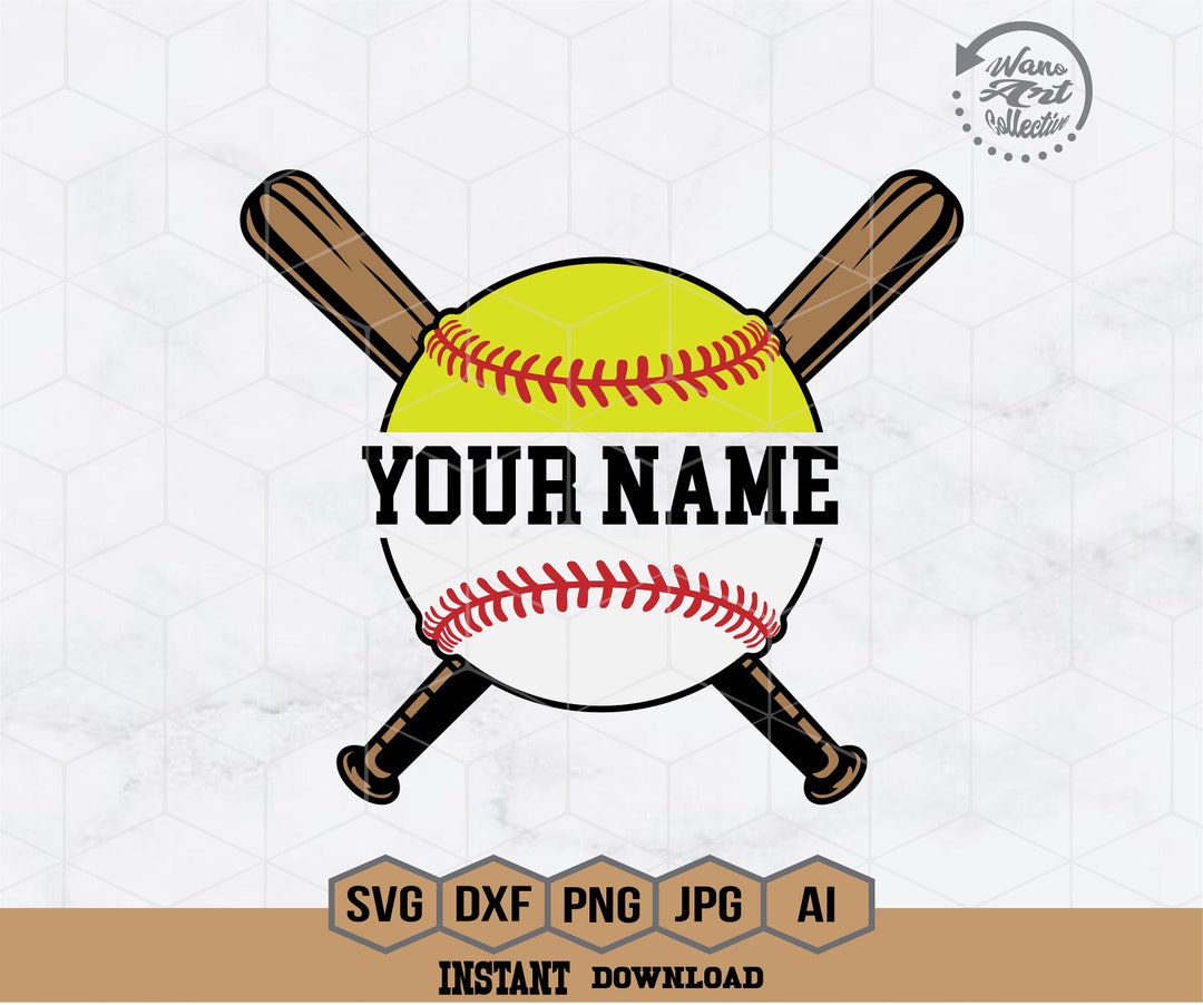 Split Softball and Baseball Svg | Personalized Name Svg | Softball and ...