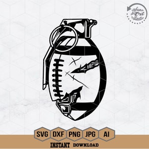 Football Grenade Svg | Football Svg | Football Game Svg | Grenade Svg ...