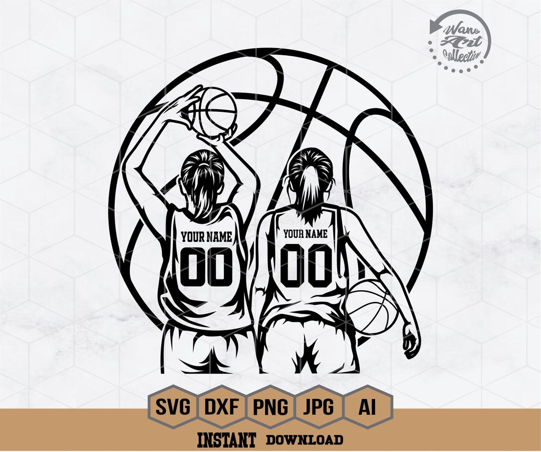 Two Girls Basketball Svg | Personalized Name | Basketball Mom Svg ...