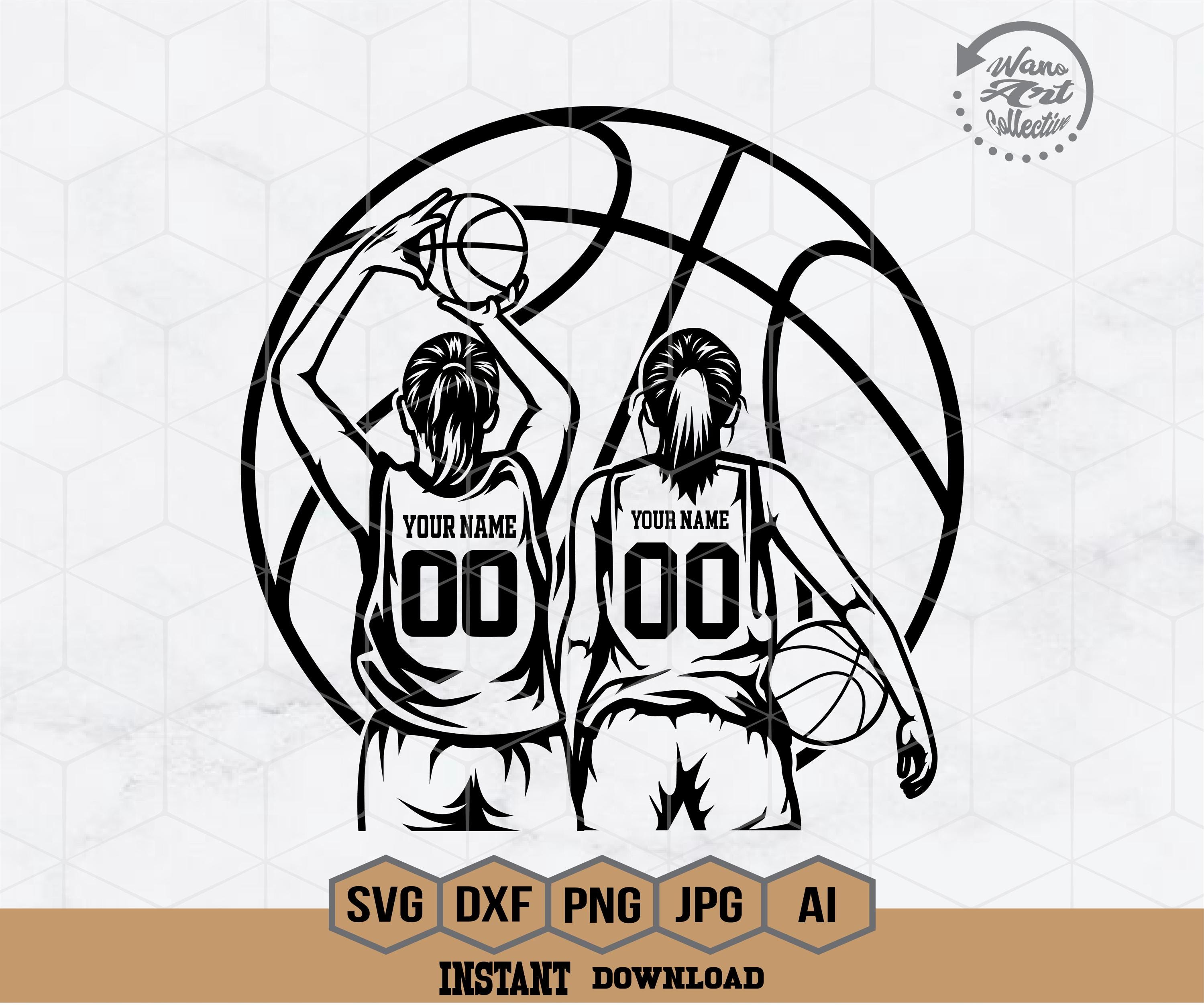 Two Girls Basketball Svg | Personalized Name | Basketball Mom Svg ...