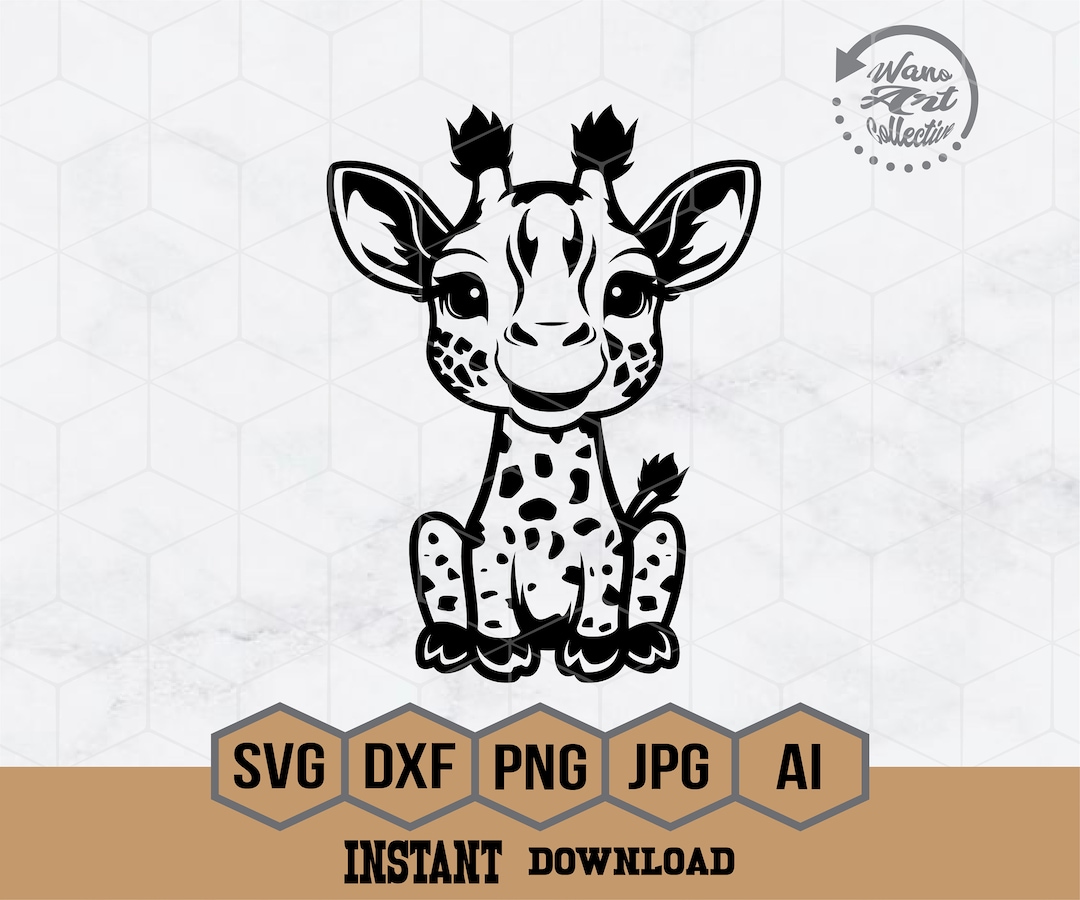 Cute Baby Giraffe Svg | Baby Giraffe Svg | Giraffe Sitting Svg | Zoo ...