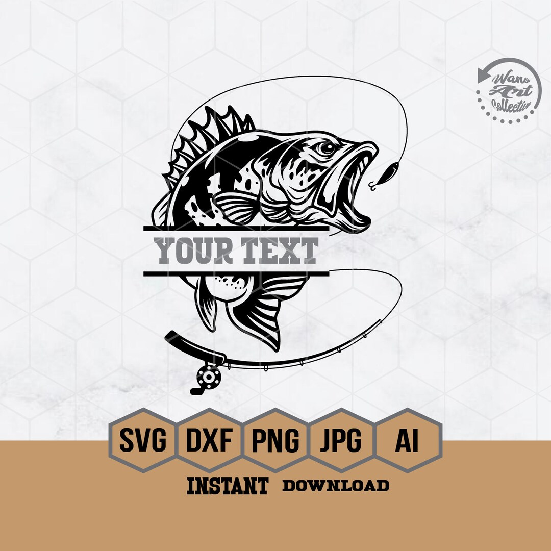 Bass Fishing Monogram Svg, Fishing Svg, Bass Name Fish Svg, Bass ...