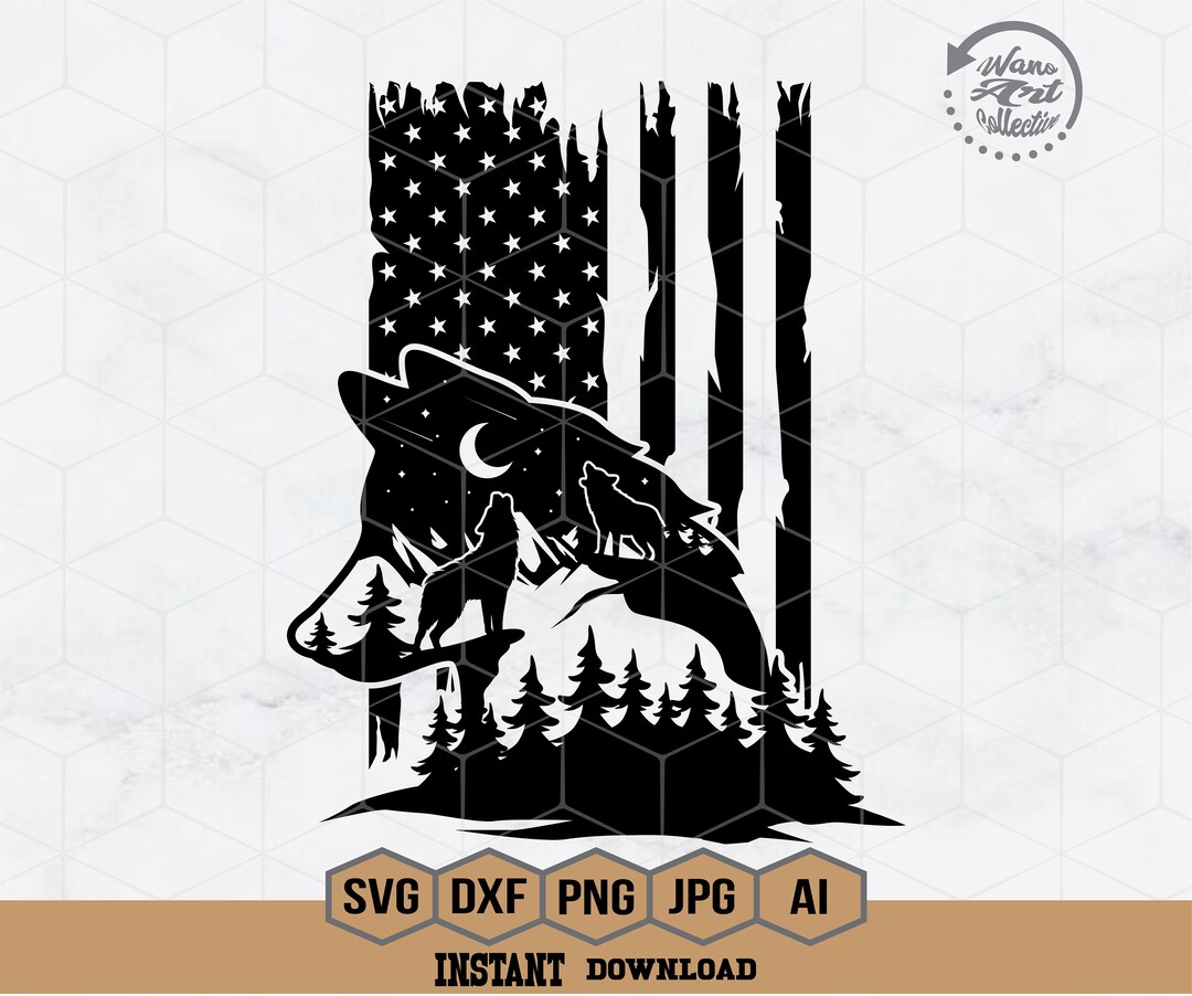 US Wolf Scene Svg | Wolf Pack Svg | Howling Wolf Svg | Wild Animal Svg ...