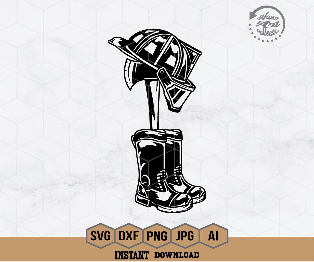Firefighter Axe Svg | Firefighting Tools Svg | Firefighter Boots Cut ...