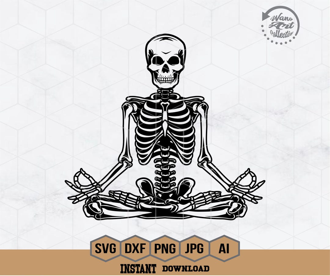 Skeleton Meditate Svg | Skeleton Svg | Spooky Skeleton Svg | Meditation ...