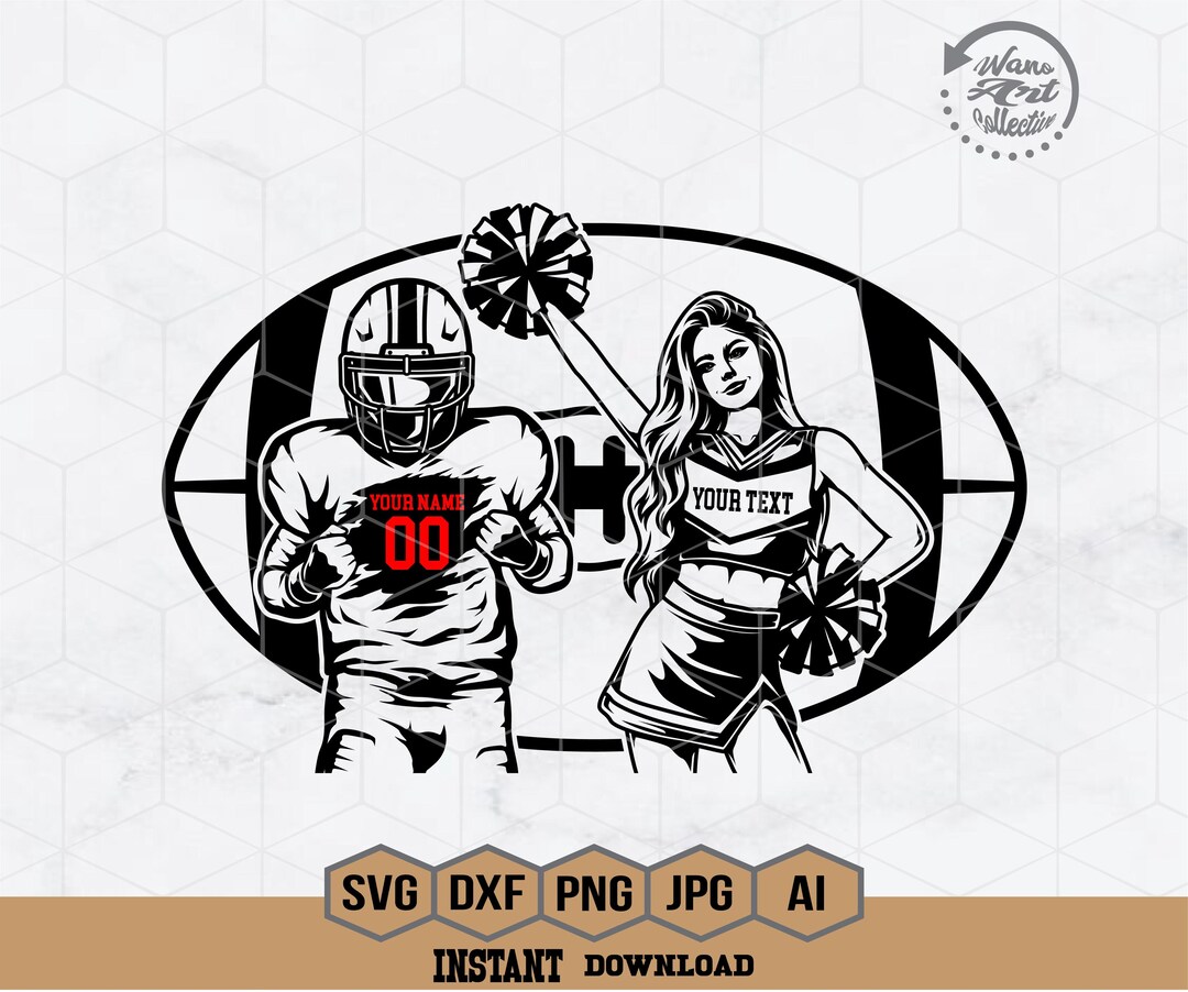 Football Player Svg | Cheerleader Svg | Football Name Svg | Cheer Dance ...