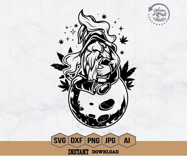 Gnomes Smoking Weed in Moon Svg Gnomes Svg Gnomes Png Smoking Joint Svg ...
