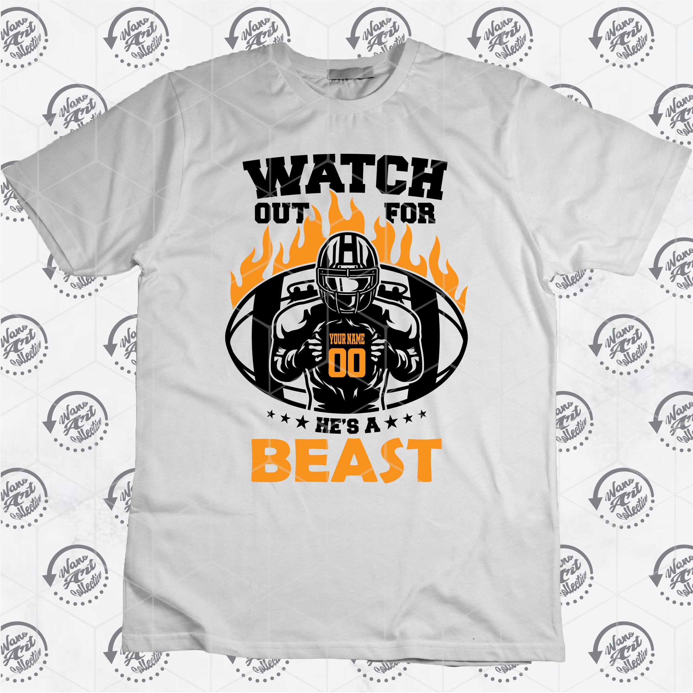 Watch Out He's a Beast Svg | Football Player Svg | Football Name ...