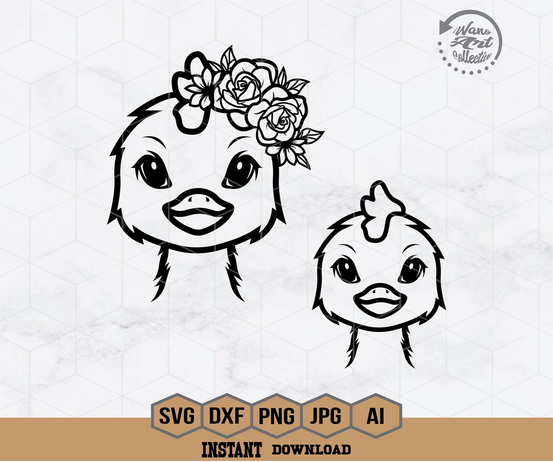 Cute Floral Chicken Svg | Cute Chicken Face Svg | Farm Chicken Svg ...