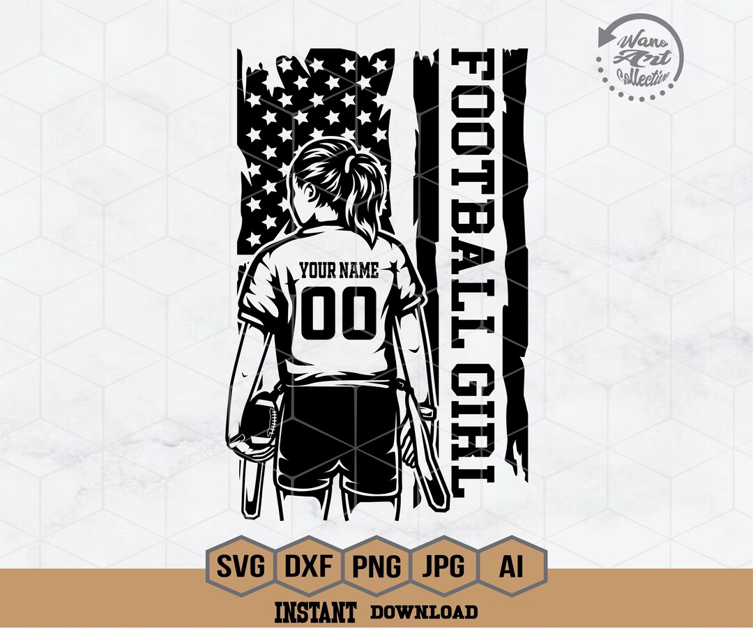 Flag Football Svg | Flag Football Player Svg| Football Girl Svg ...