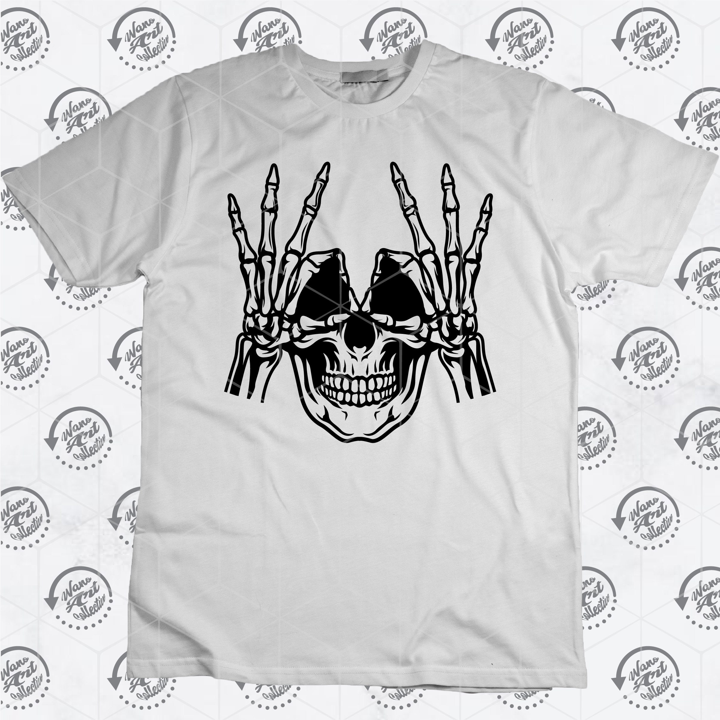 Skull With Okay Hand Sign Svg | Cool Skull Svg | Skeleton Hand Svg ...