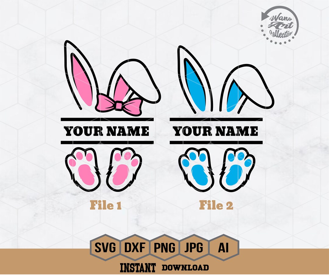 Happy Easter Name Svg | Easter Bunny Svg | Easter Rabbit Svg | Spring ...