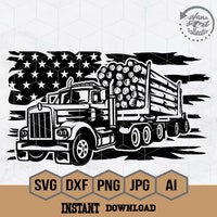 Logging Truck Svg | Timber Wood Vehicle Clipart | Truck Driver Cut File ...