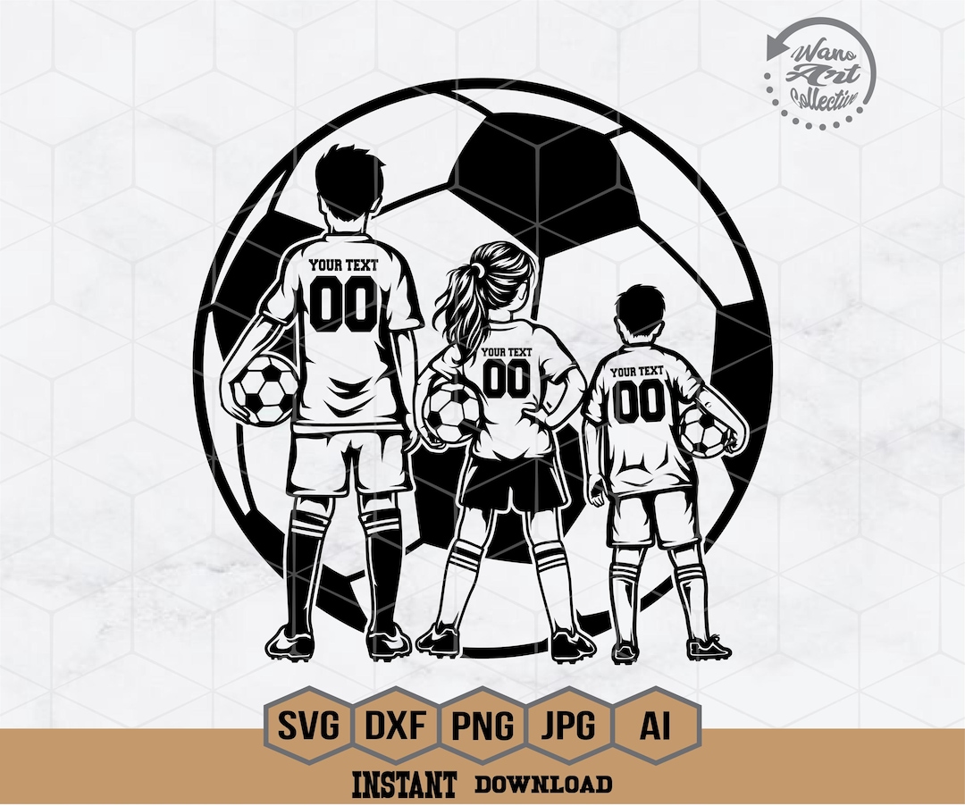 Soccer Kid Svg | Soccer 2 Boy and 1 Girl Kid Svg | Soccer Girl Svg ...