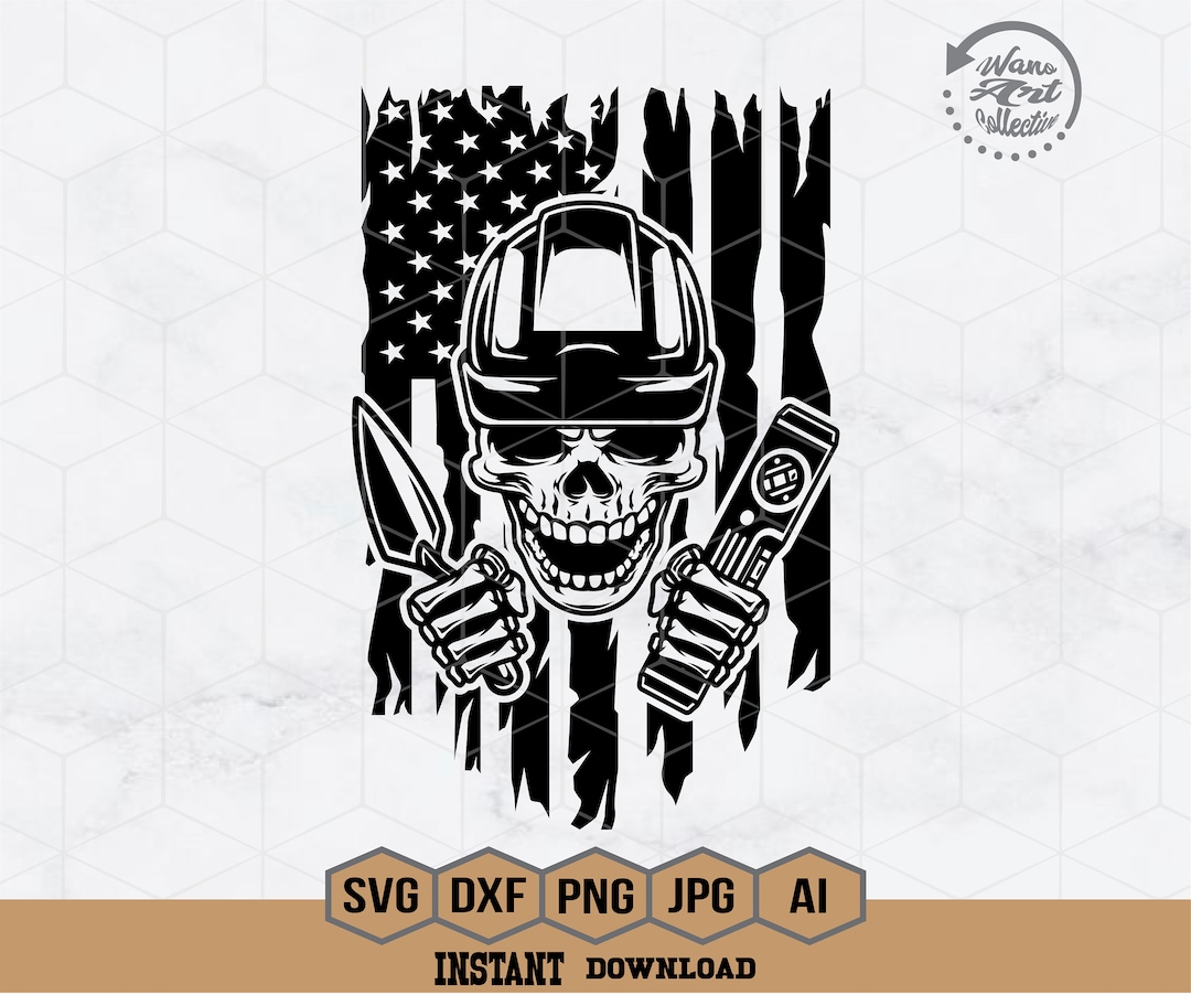 US Skull Mason Svg | US Skull Carpenter Svg | Repairman Svg | Handyman ...