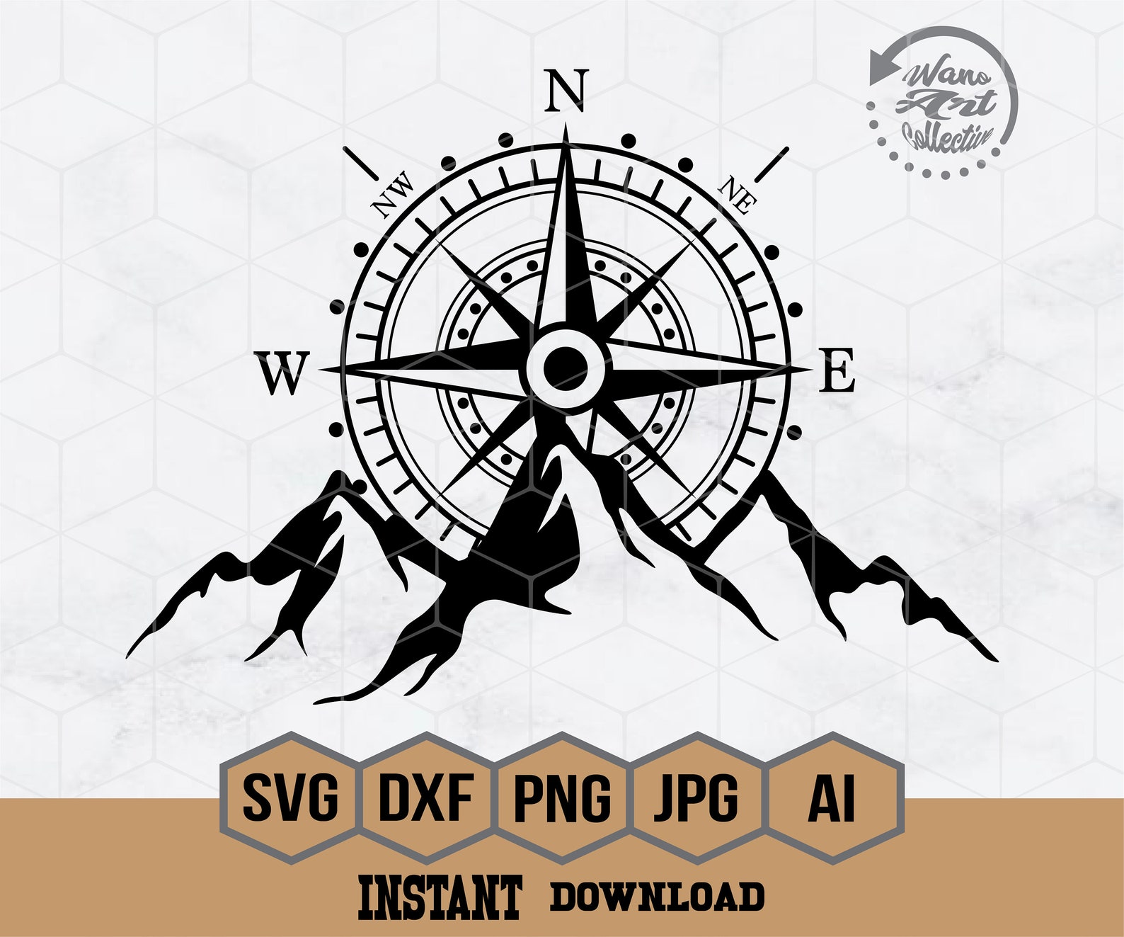 Compass Svg Nautical Compass Mountain Svg Adventure Svg Nature Scene ...