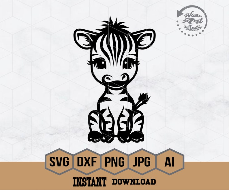 Cute Baby Zebra Svg Baby Animal Clipart Jungle Cut File - Etsy