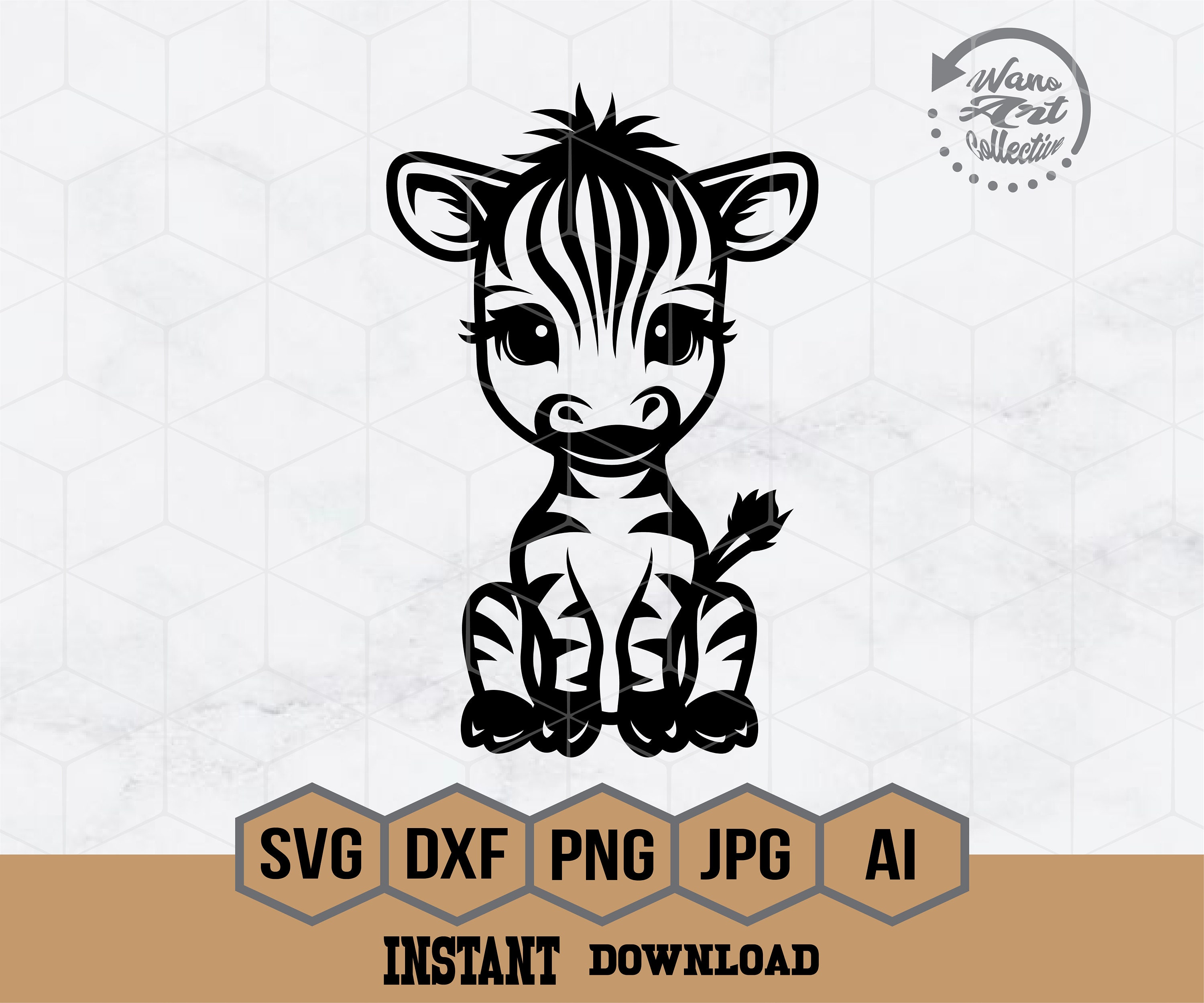 Cute Baby Zebra Svg Baby Animal Clipart Jungle Cut File - Etsy