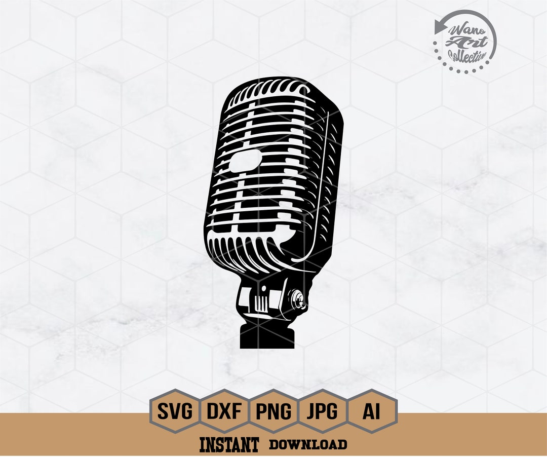 Microphone Svg | Mic Svg | Condenser Mic Svg | Vintage Microphone Svg ...