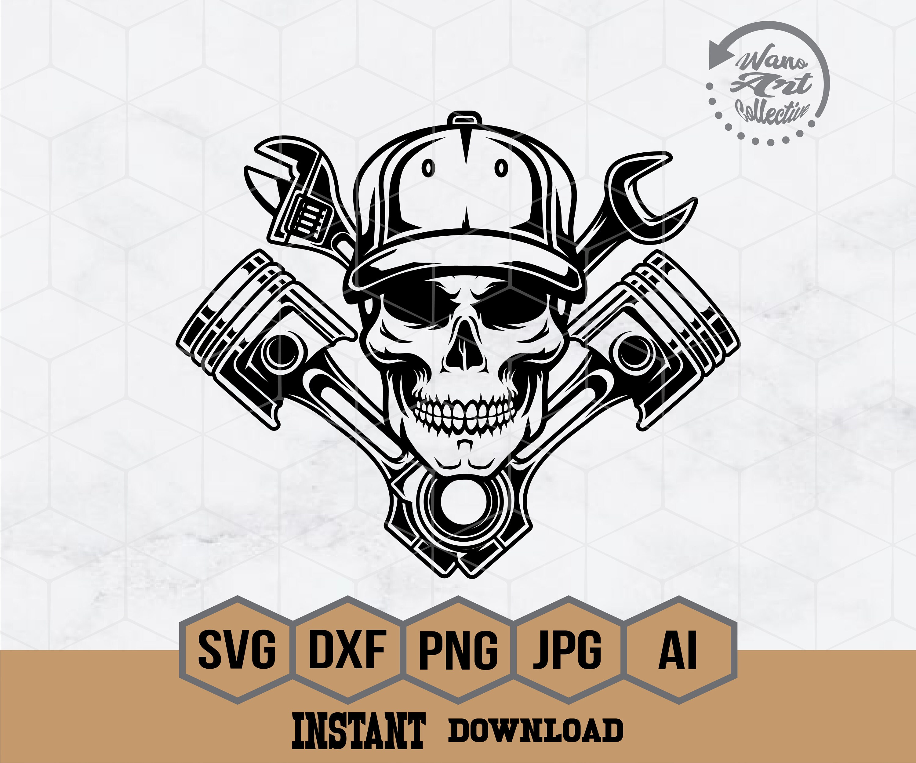 Skull Mechanic Svg, Mechanic Shirt, Engine Piston Png, Piston Cricut ...