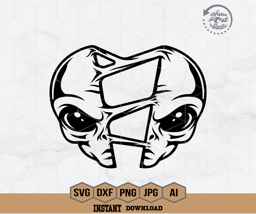 Half Alien Svg | Alien Face Svg | UFO Svg | Alien Svg | Alien Head ...
