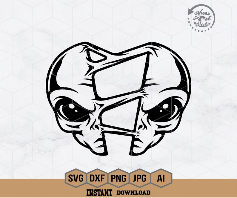 Half Alien Svg Alien Face Svg UFO Svg Alien Svg Alien Head Clipart ...