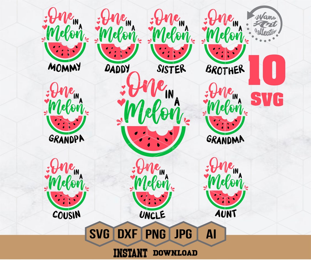 One in A Melon Svg | Watermelon Birthday Svg | Matching Watermelon ...
