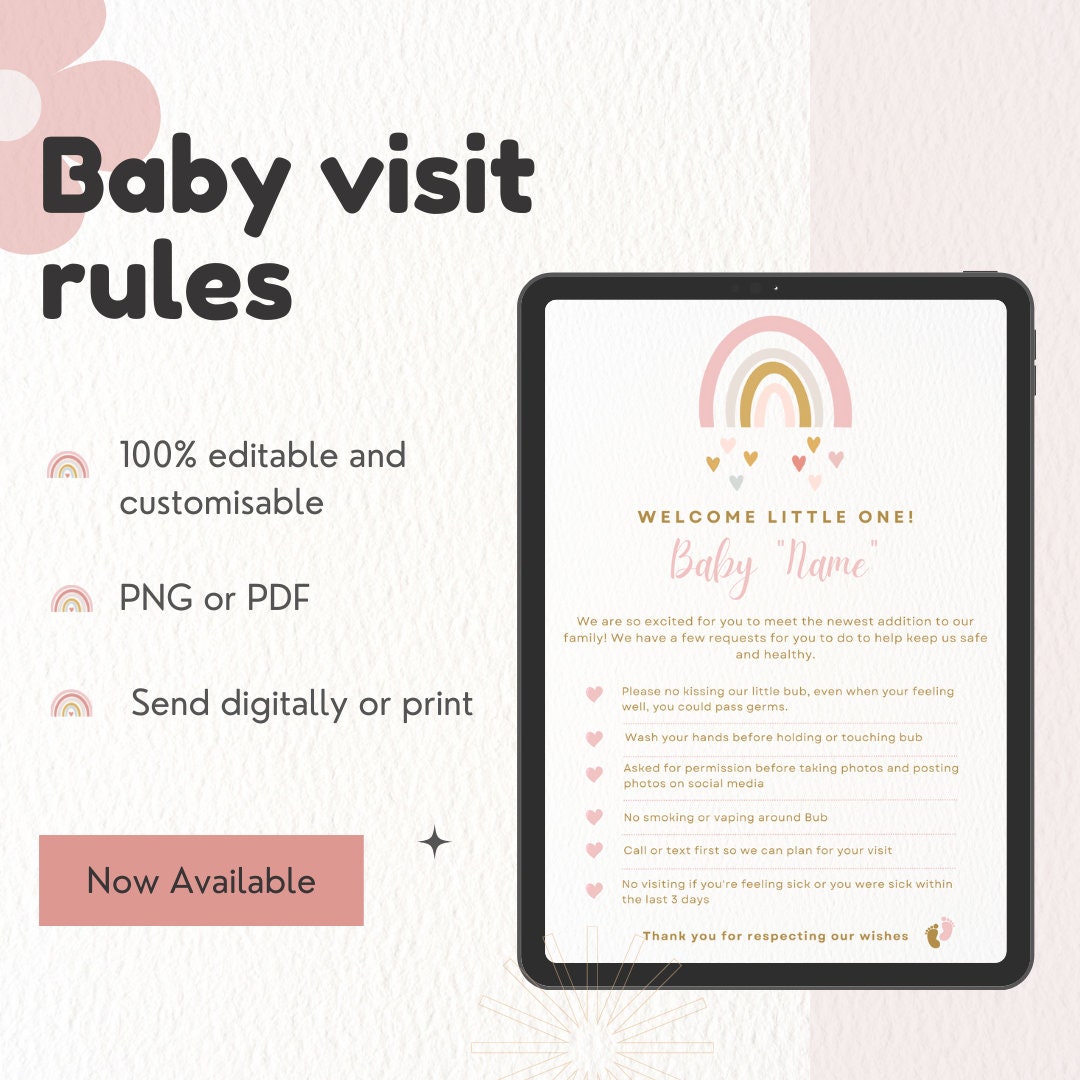 Baby Visit Rules | Baby Rules Social Media Post | Send Baby Rules | New ...