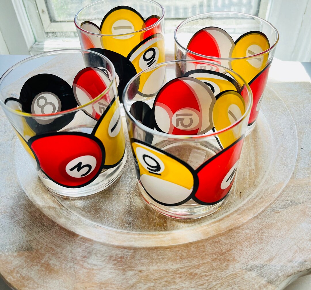 Retro Billiards Glass Tumblers Set of 4 - Etsy