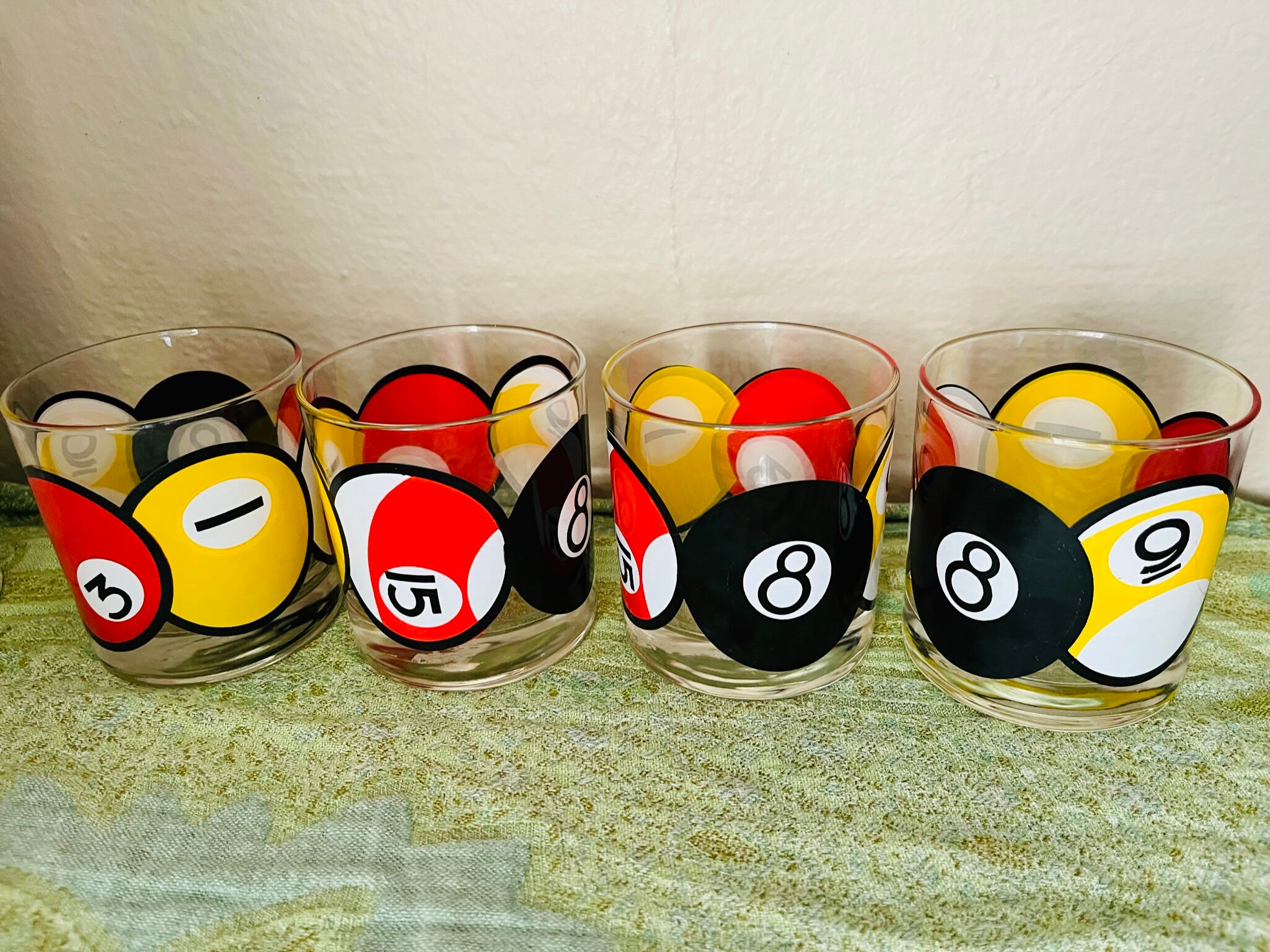 Retro Billiards Glass Tumblers Set of 4 - Etsy