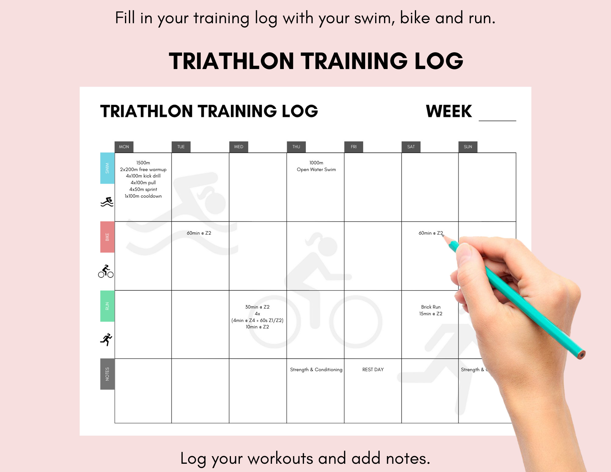Triathlon Training Log, Tracker, Journal - Printable PDF Letter - Etsy