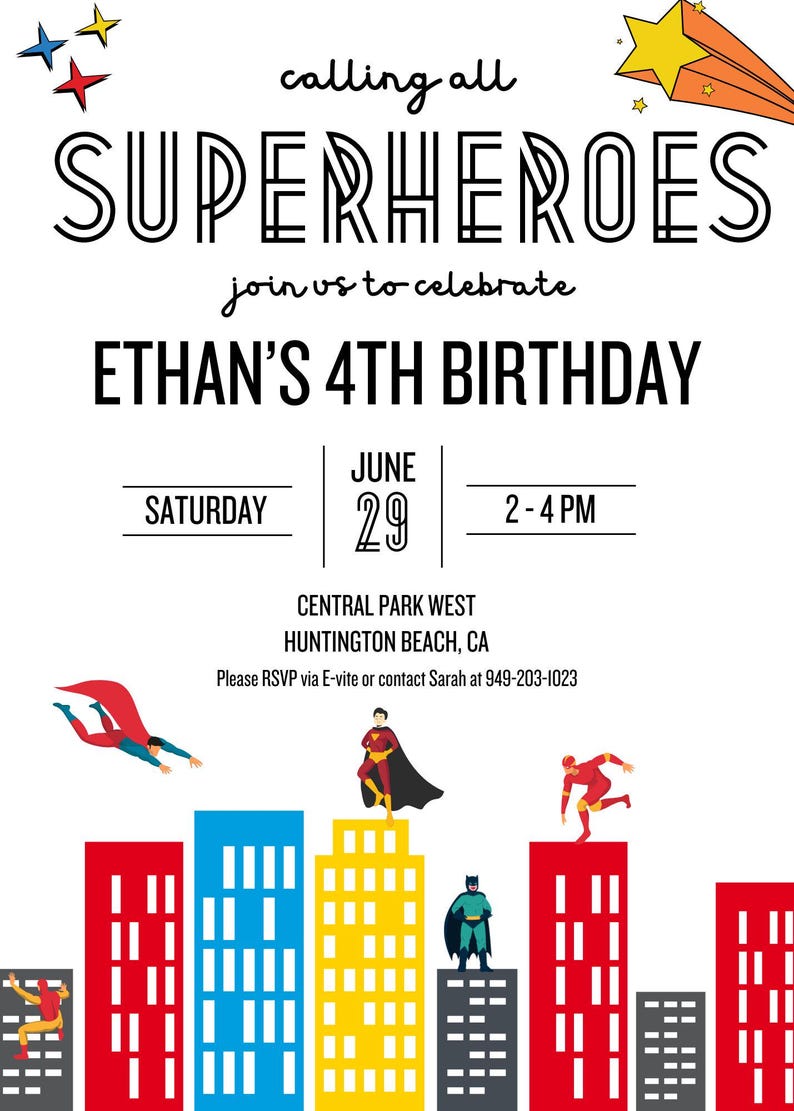 Calling All Superheroes Birthday Invitation (digital Download) - Etsy
