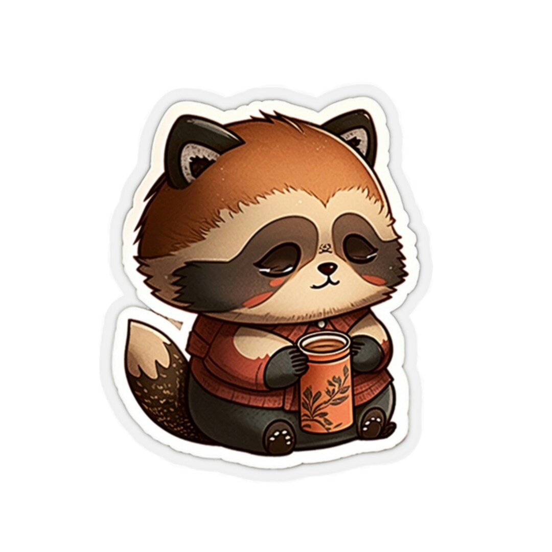 Japanese Raccoon Sticker: Cute Tanukis for Your Collection - Etsy
