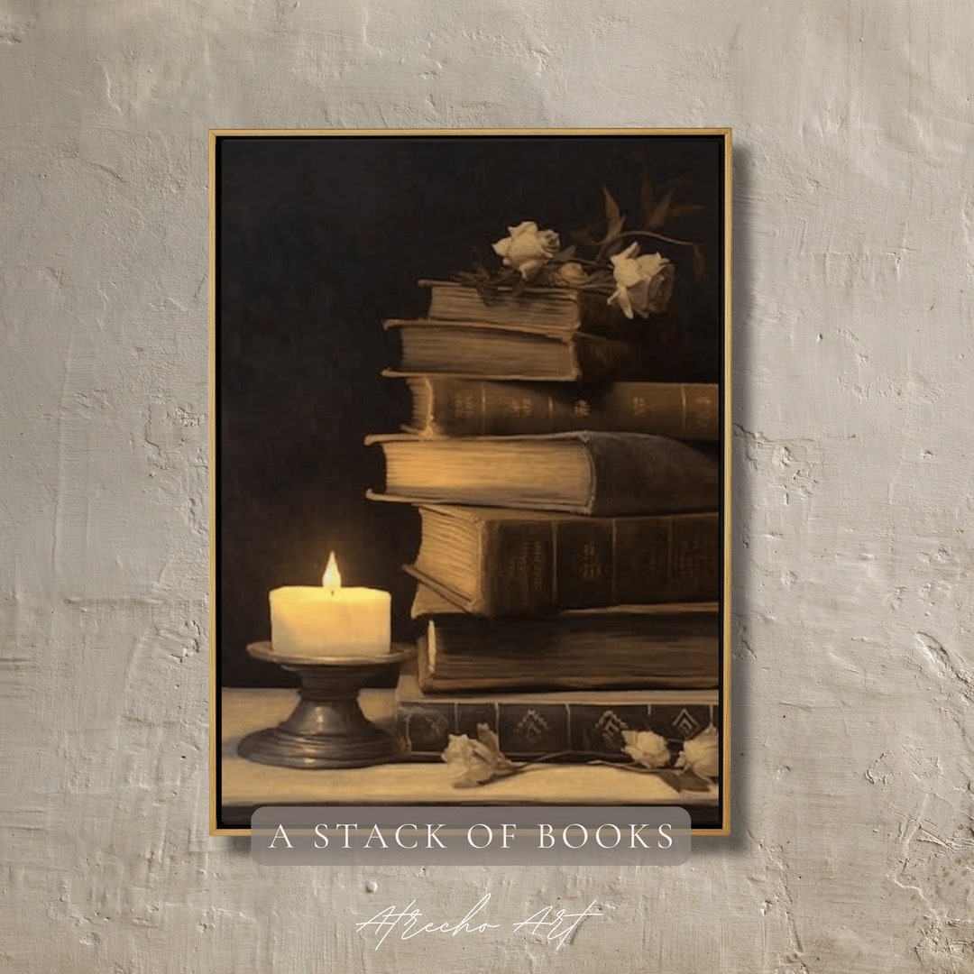Stack of Books Printed Artwork Light Academia Fine Art - Etsy