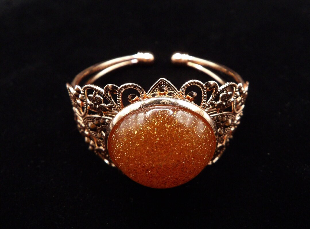 Copper Glitter in Resin on Copper Filigree Cuff Bracelet - Etsy
