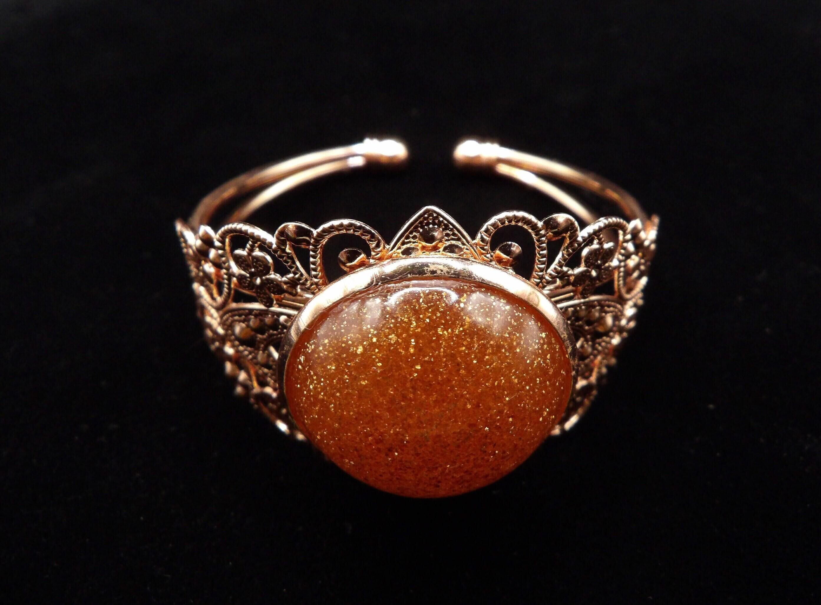 Copper Glitter in Resin on Copper Filigree Cuff Bracelet - Etsy