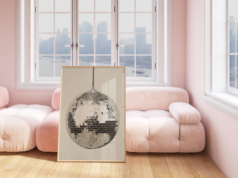 Disco Ball Statement Wall Art, Mirrorball Poster, Minimalist Luxury ...