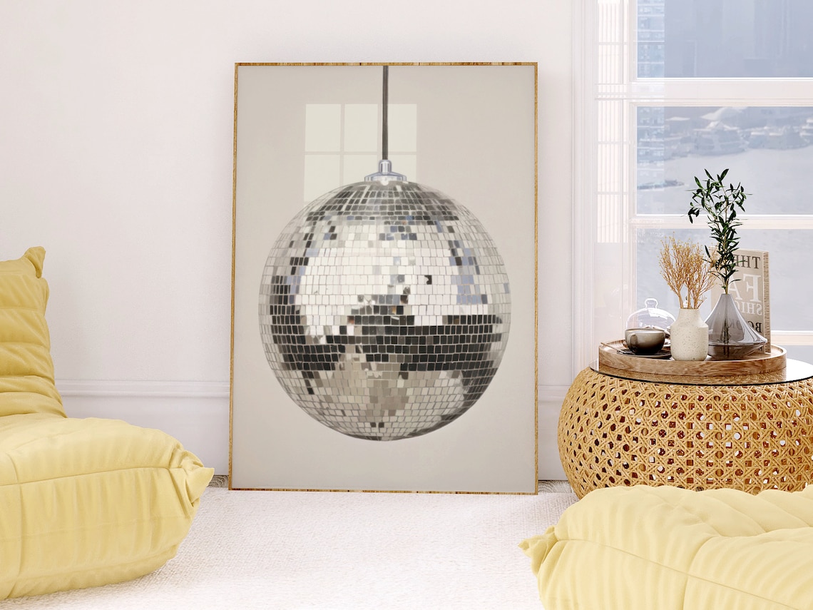 Disco Ball Statement Wall Art, Mirrorball Poster, Minimalist Luxury ...